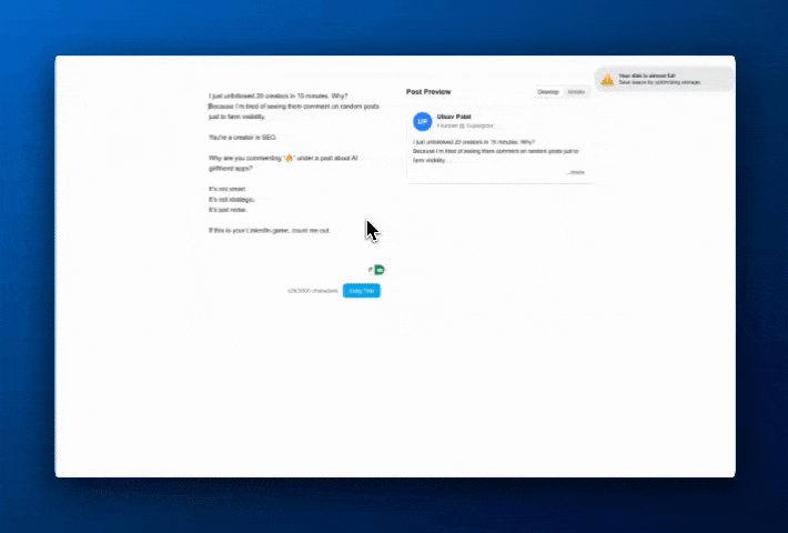 LinkedIn Post Preview - Supergrow