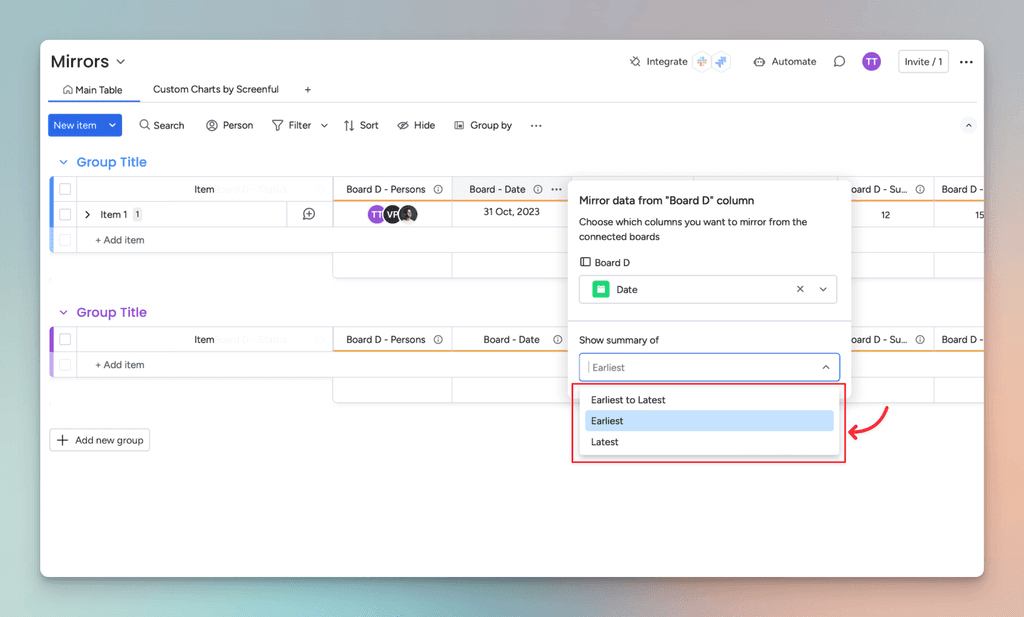 Create charts using different monday.com column types - Screenful Guide