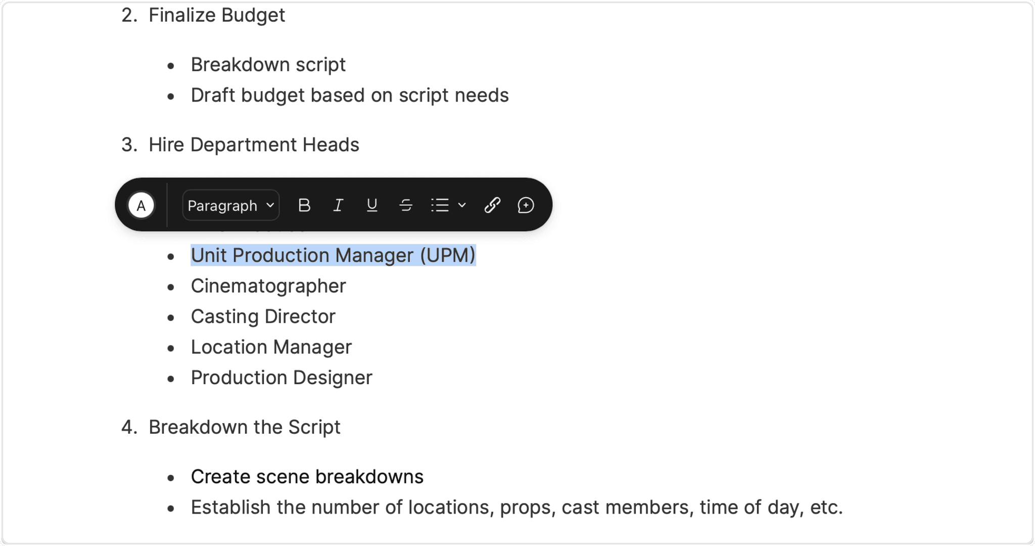 Pre-Production Checklist Template