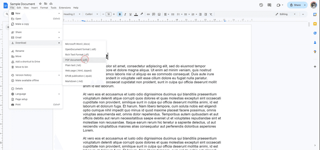 Comment convertir un document Google en PDF - guide vidéo de 1 minute