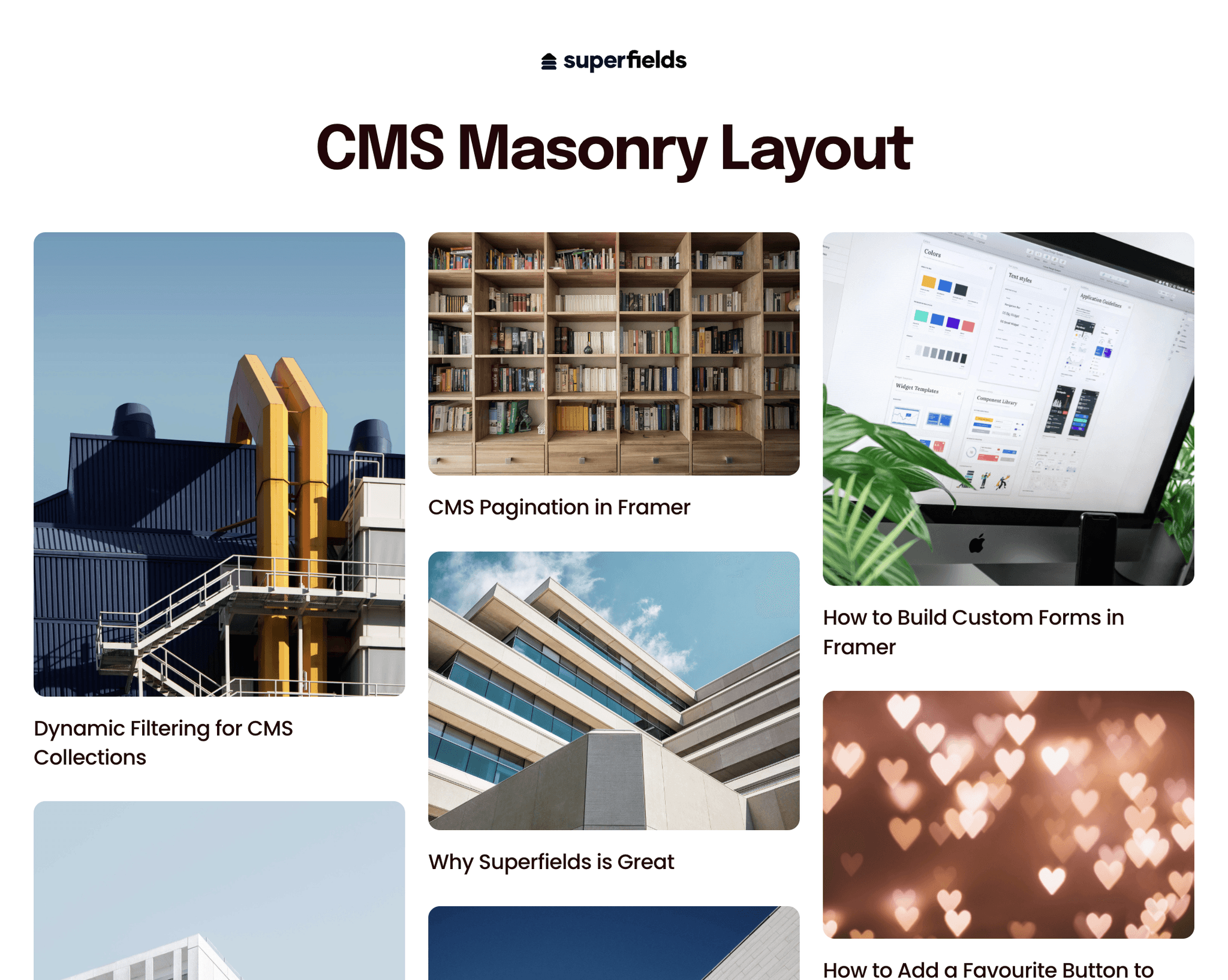How to add a masonry layout to the Framer CMS - Superfields | Insert Frame