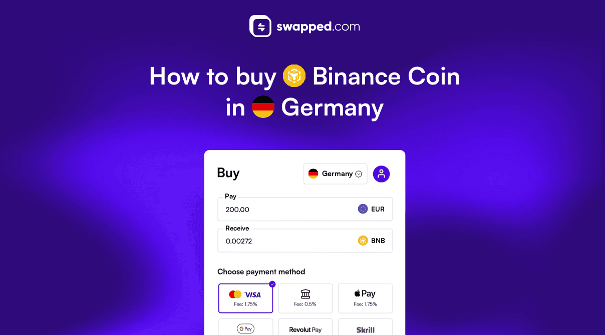 Swapped.com: How to buy Binance Coin (BNB) in Germany