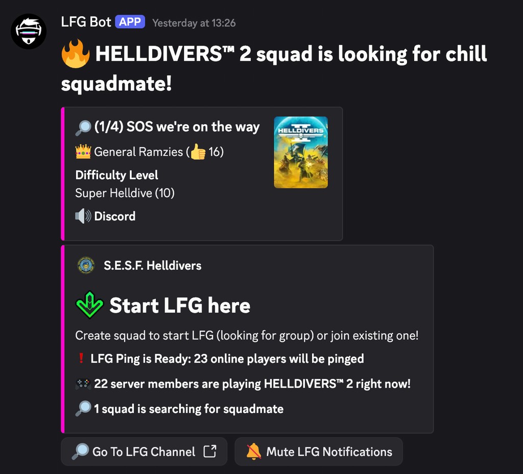 1-Click LFG Discord Bot for Any Game & Just Chatting | LFG Hub