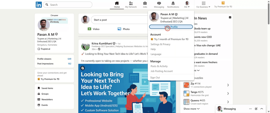 How to Add Github to LinkedIn - 1 minute video guide