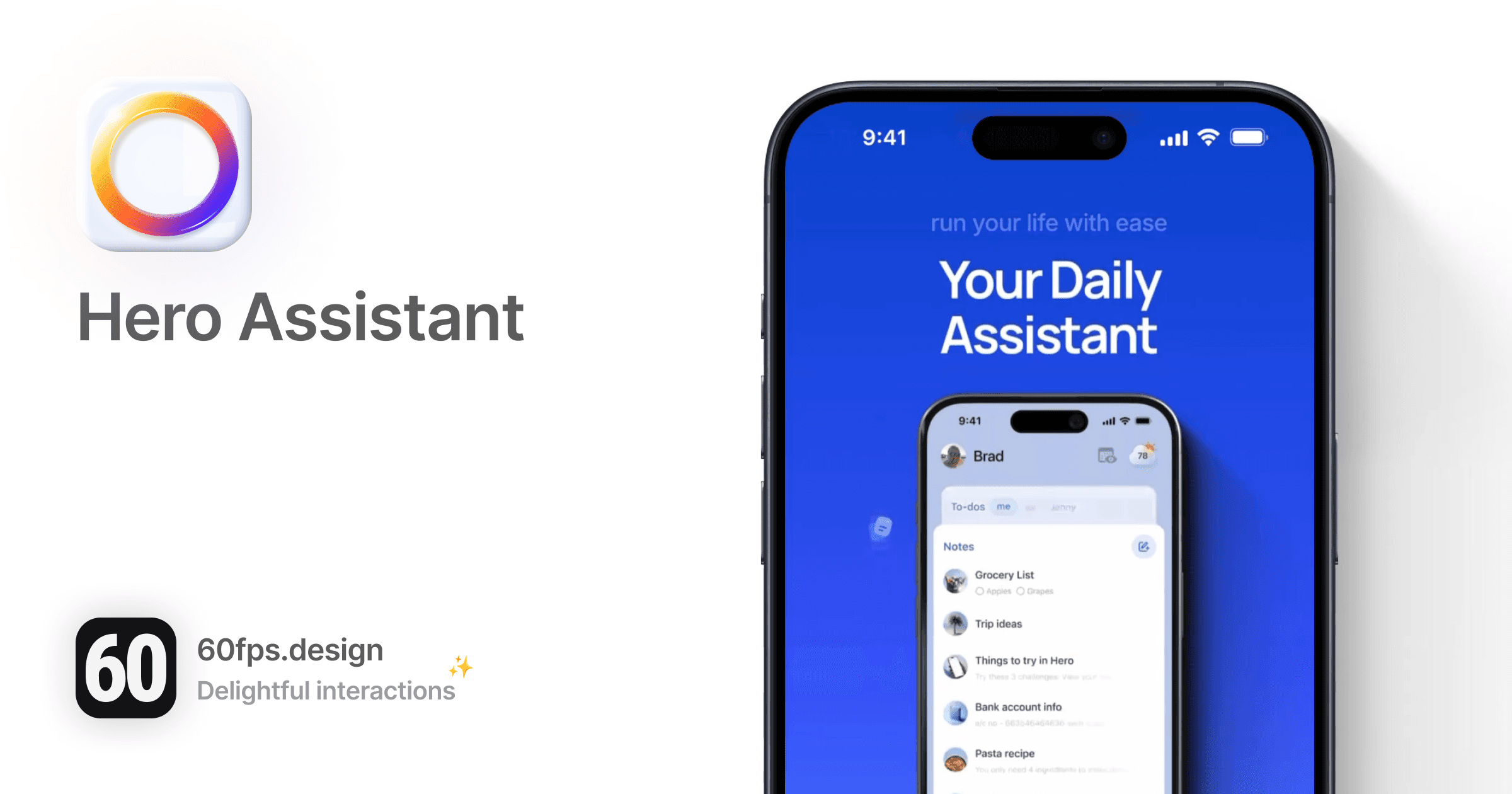 Hero Assistant iOS App UI/UX animation
