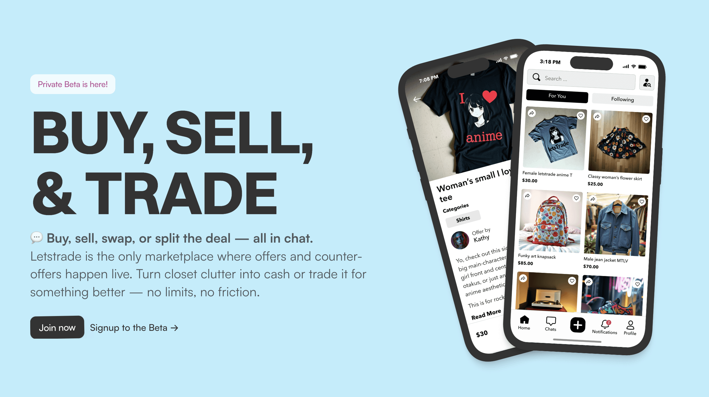 LetsTrade: Buy. Sell. Swap. SplitTrade. Good & Services