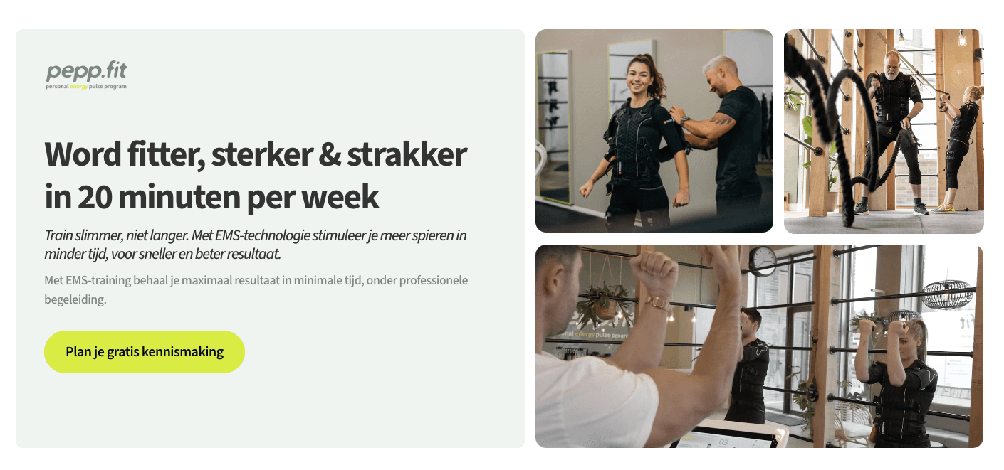 In 20 minuten Sterker, Strakker en Fitter bij Pepp.fit