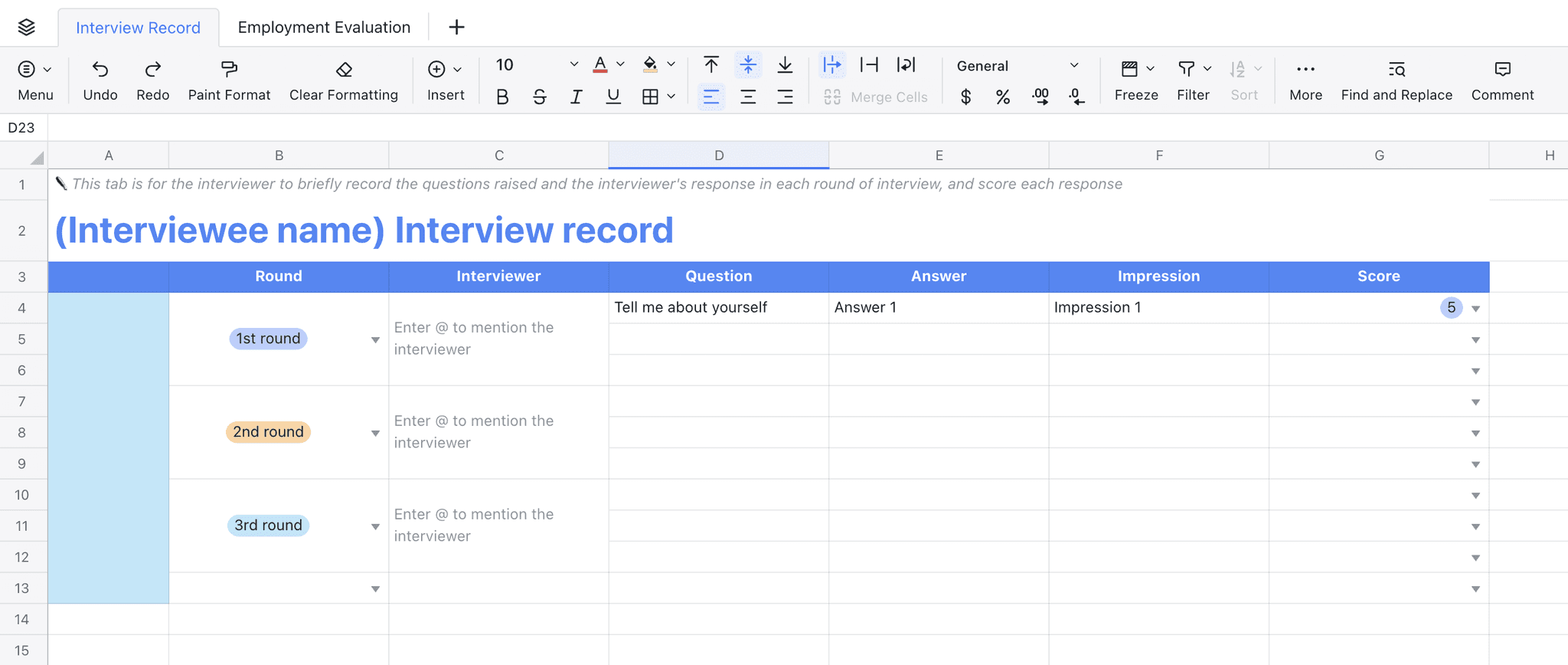 Interview Record Template | Lark Templates
