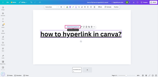 How to add a hyperlink in Canva
