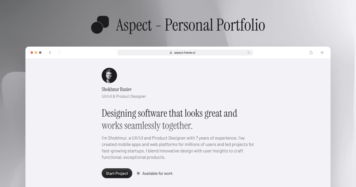 Aspect - Personal Portfolio