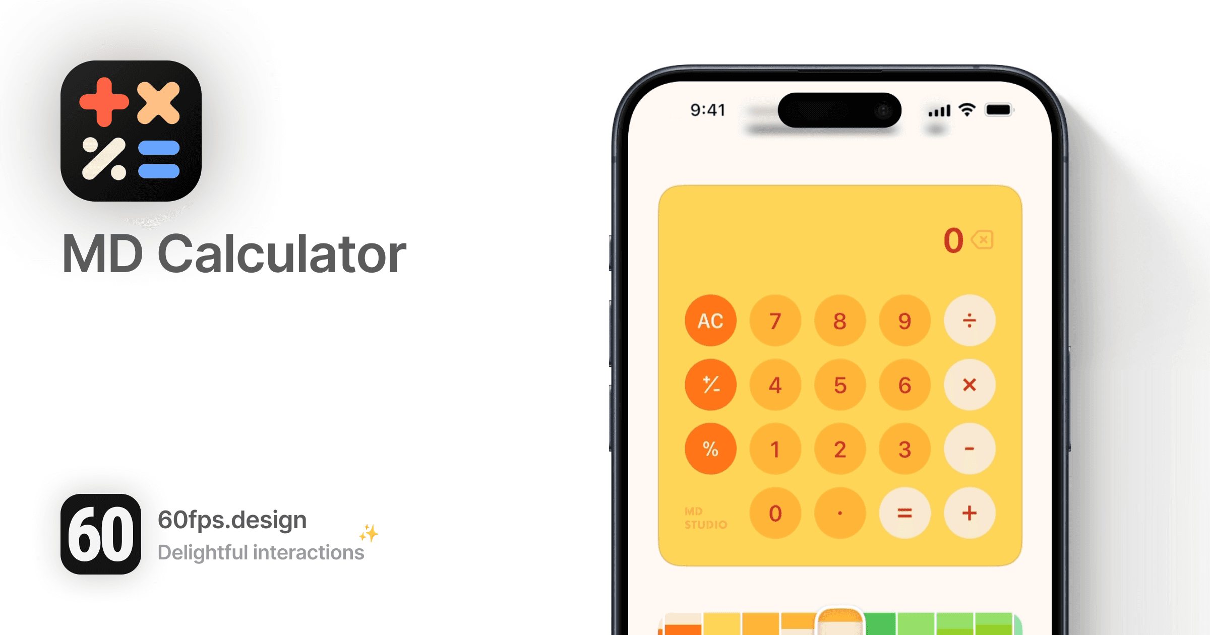 MD Calculator iOS App UI/UX animation