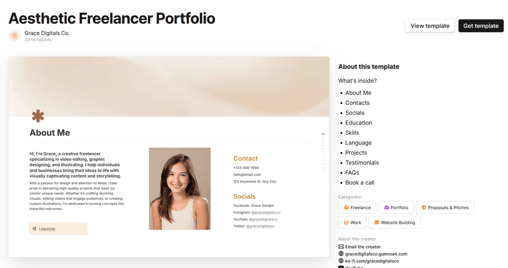 Top 10 Free Notion Portfolio Templates 2025 - Minimal Creator Framer ...