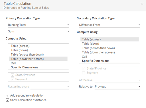 Tableau: Table Calculations