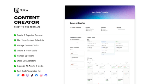 Notion Content Creator — Premium creator Notion template