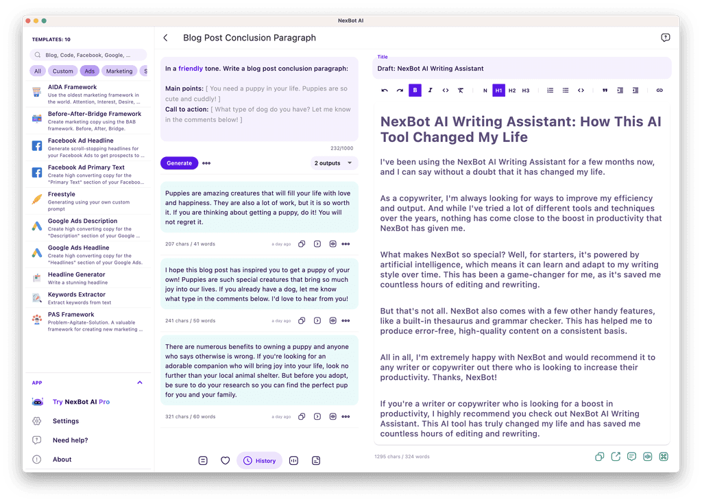 NexBot: GPT AI Writing Content Bot