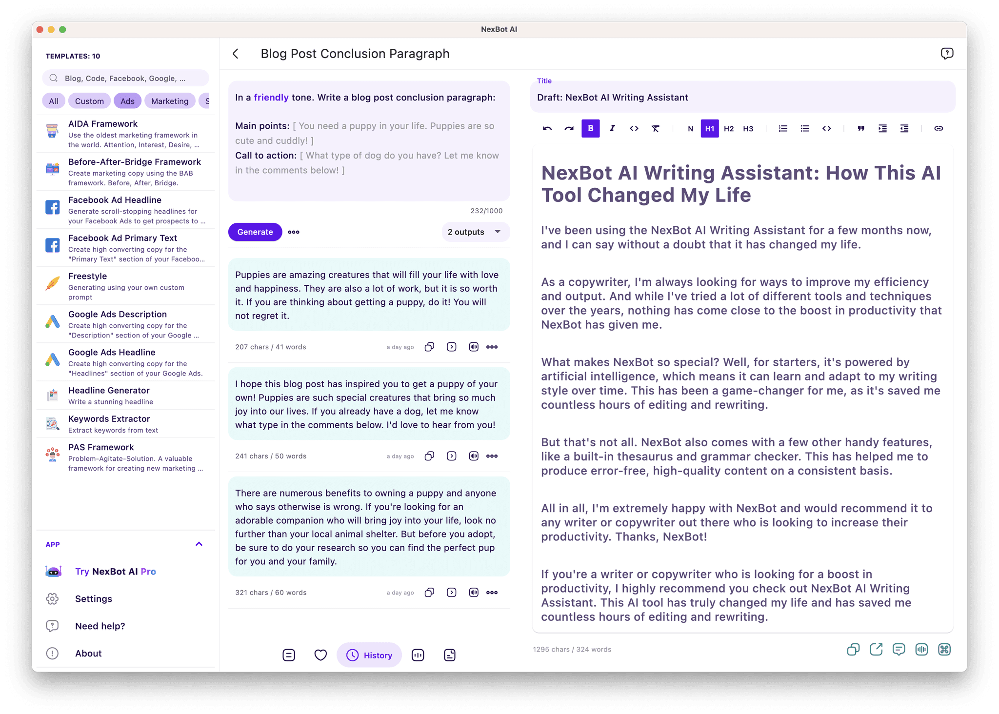 NexBot: GPT AI Writing Content Bot