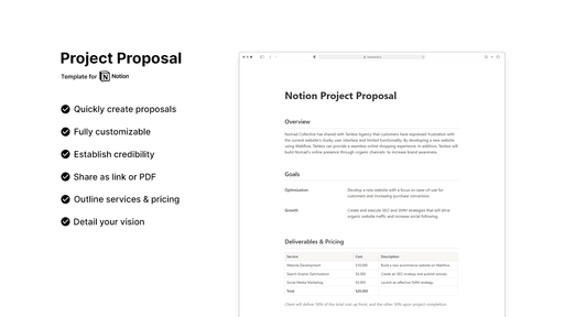 Notion Project Proposal — Premium business Notion template