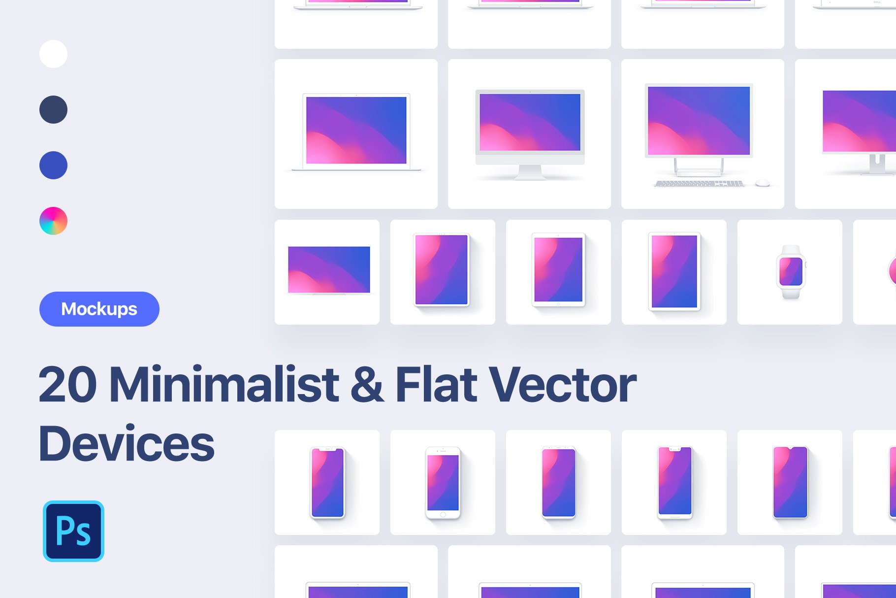 20 Minimalist & Flat Devices Vector Mockups | Asylab