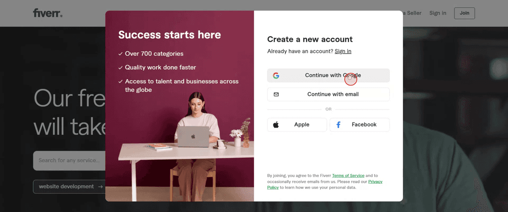 How to Create Fiverr Account - 1 minute video guide