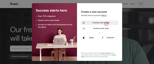How to Create Fiverr Account - 1 minute video guide