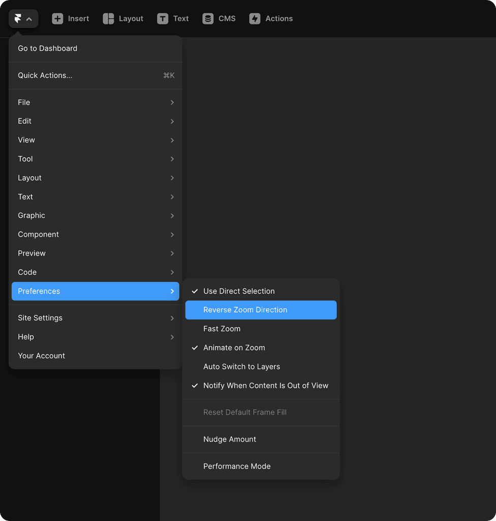 How to Reverse Zoom Scroll Direction? — Framer Help