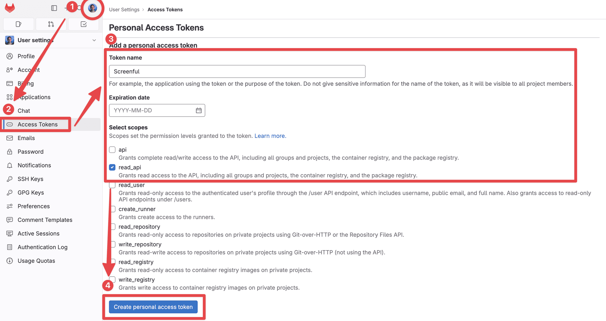 How to find your personal GitLab API key? - Screenful Guide