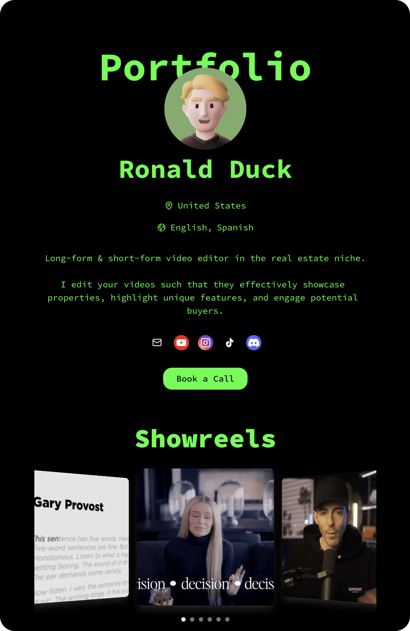 Professional Portfolio Website for Video Editors