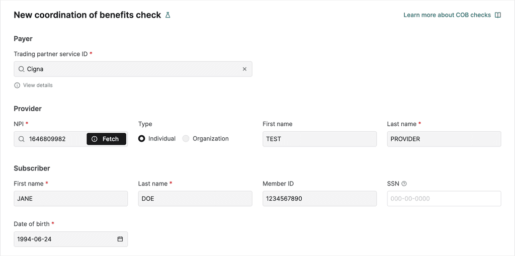 Introducing coordination of benefits (COB) checks