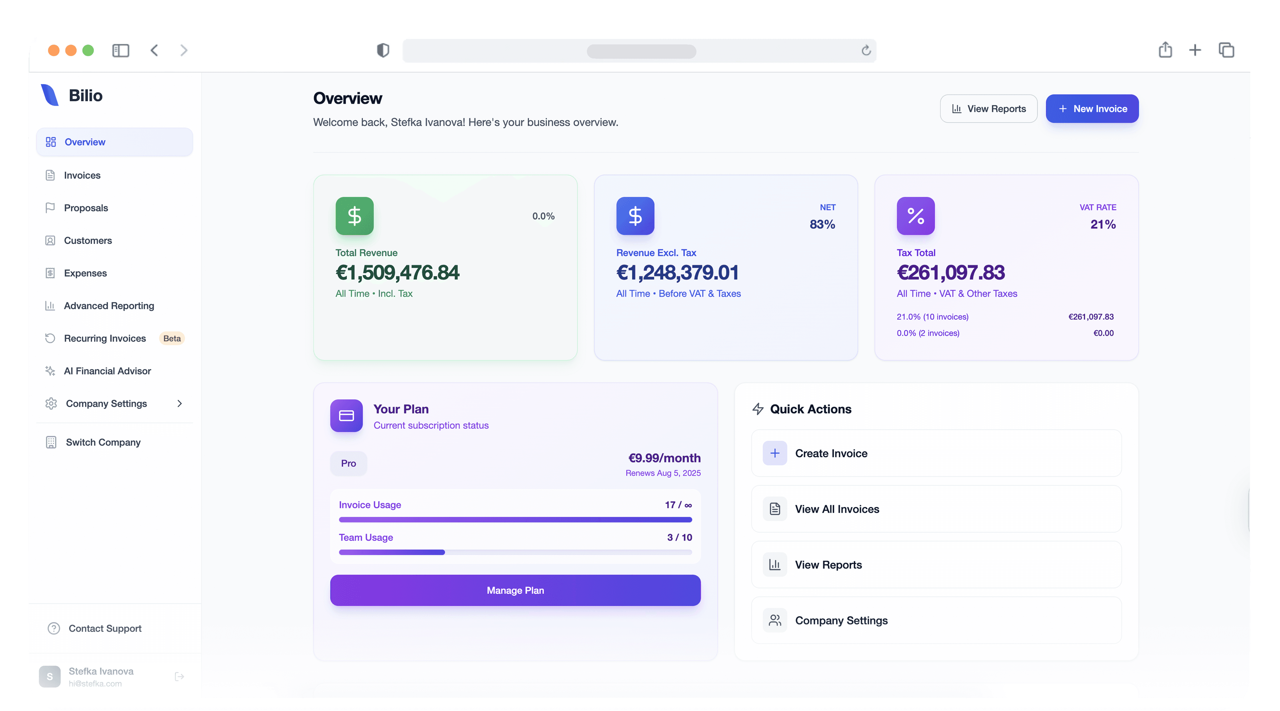 Billio | Smart Bookkeeping, Invoicing & Finance Software for Freelancers