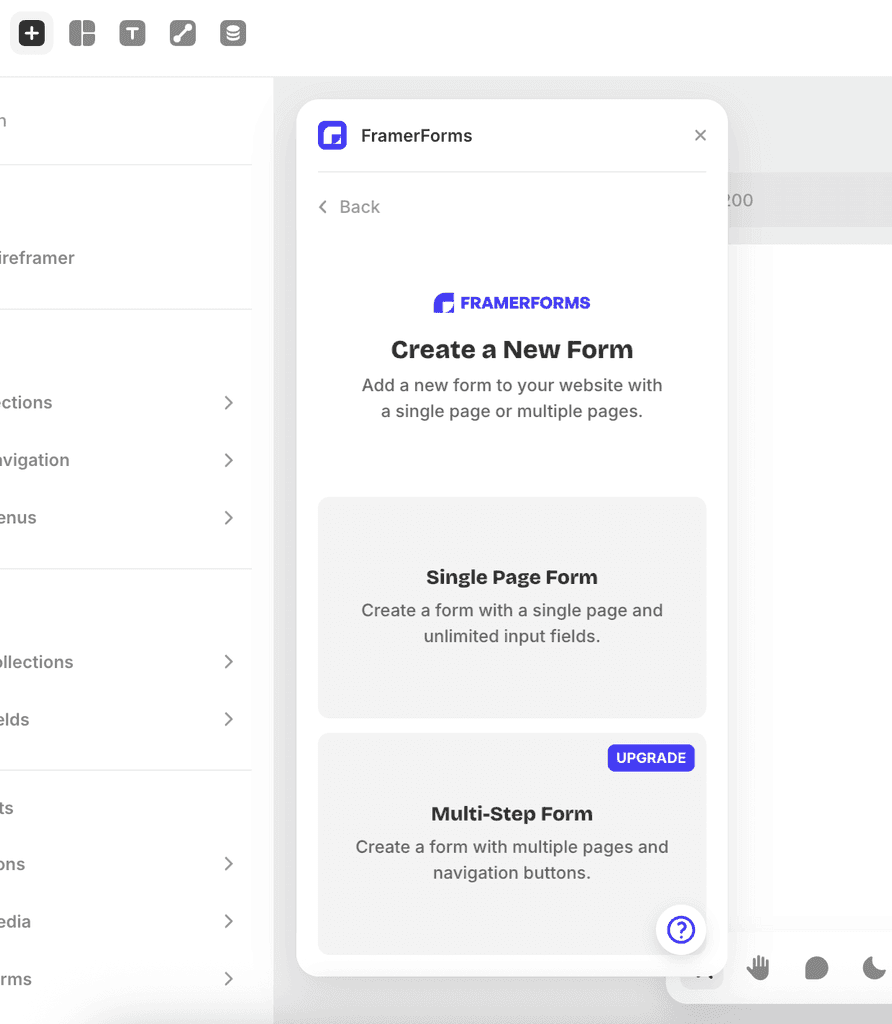 How to create a new form in Framer - FramerForms | Insert Frame