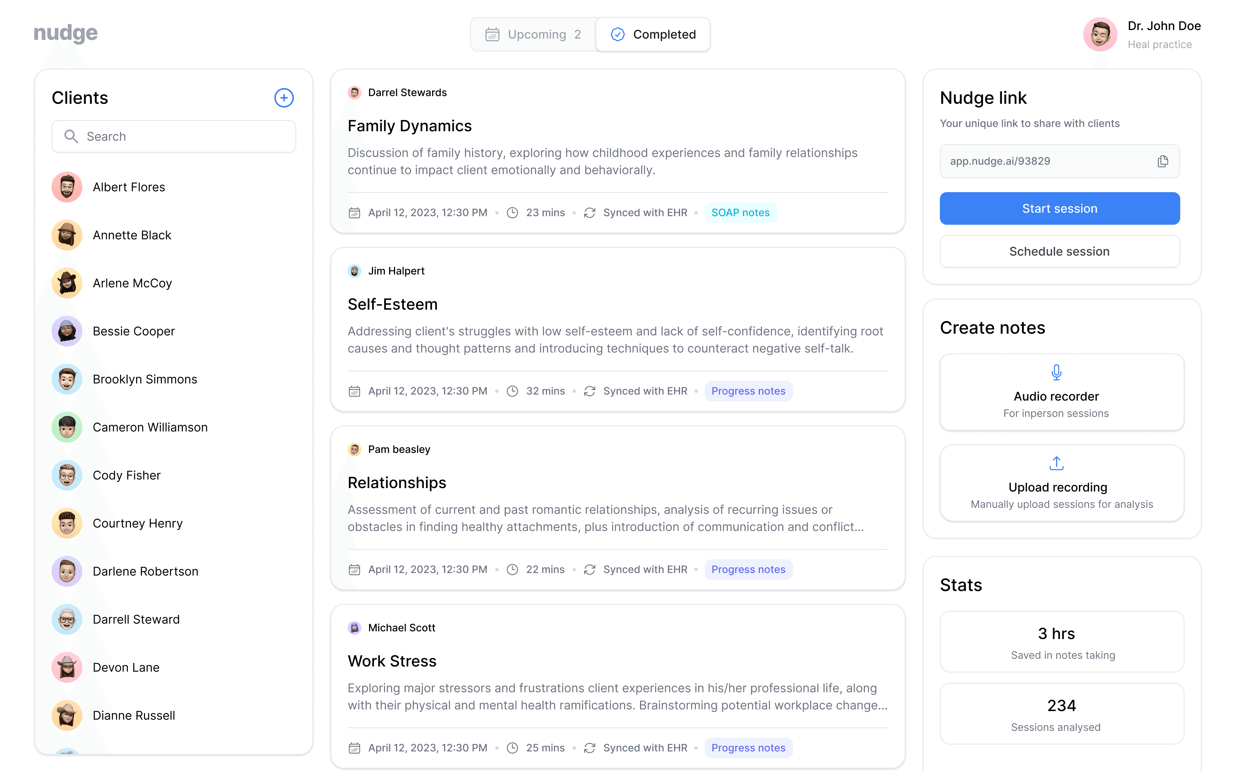 Nudge - AI Powered SOAP Notes for Therapists