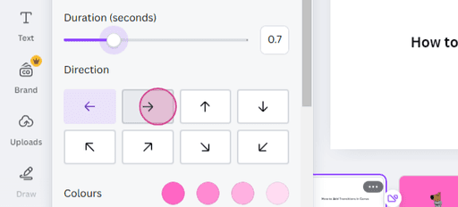 How to add transitions in Canva