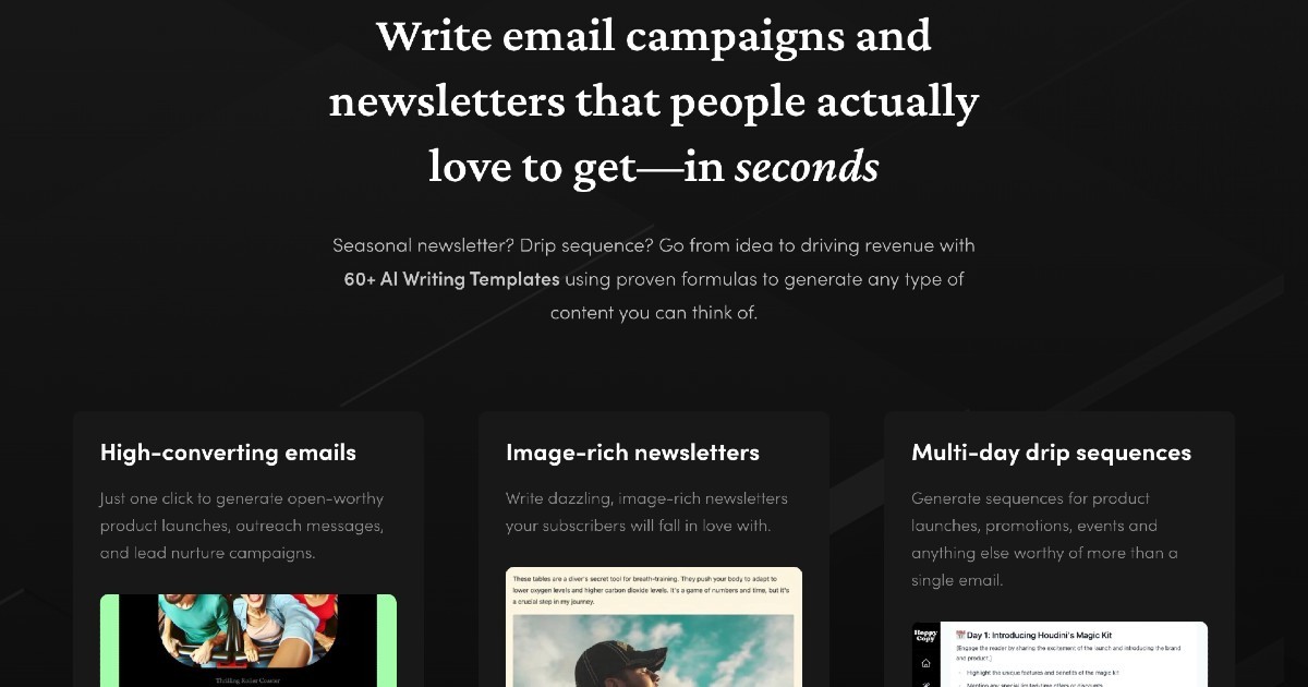 SaaS Landing Page Example: Features with Hoppy Copy
