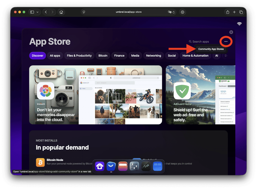 Installing Apps - Umbrel - Personal home server and OS for self-hosting