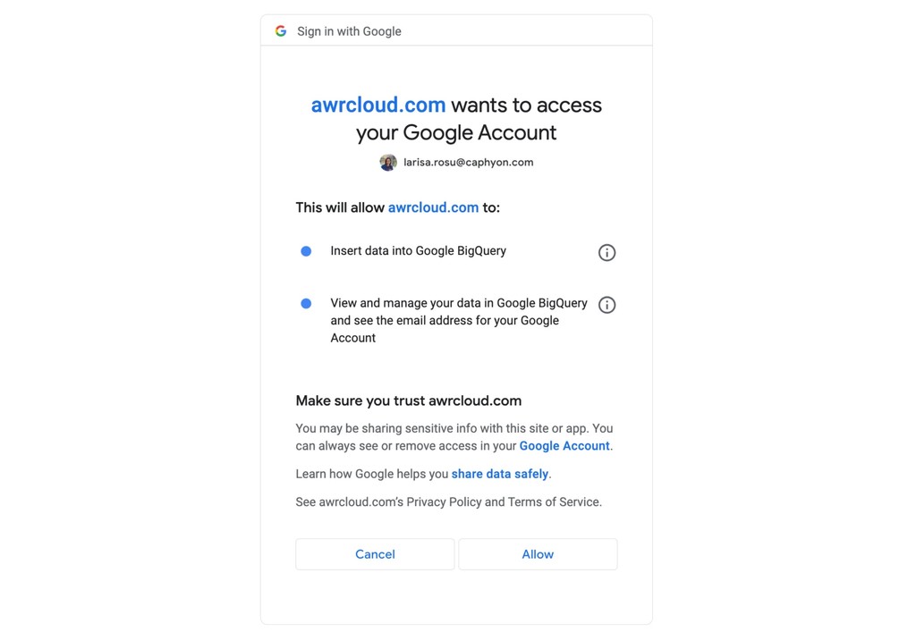 How to configure AWR for seamless data exports to BigQuery - Advanced ...