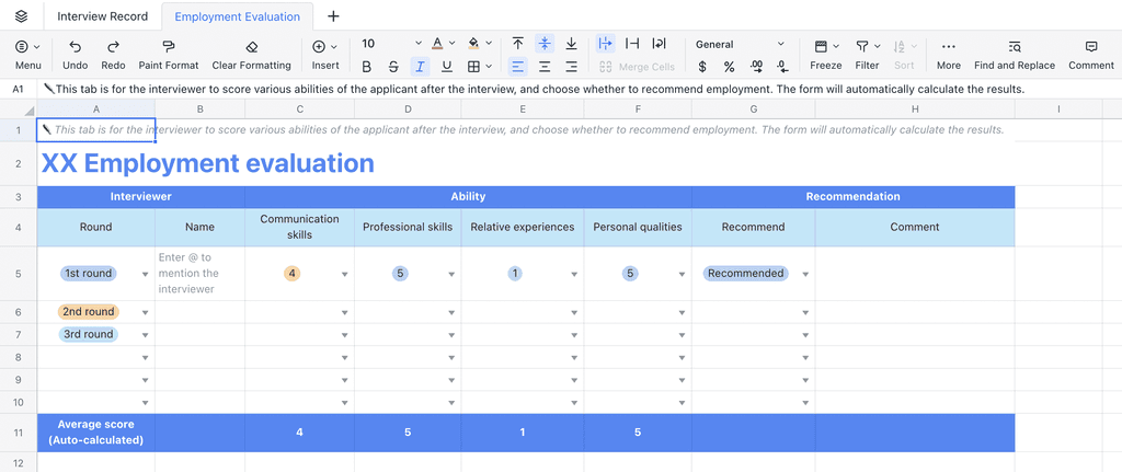 Interview Record Template | Lark Templates