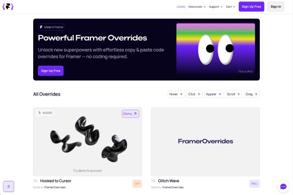 Framer Overrides - Toolfolio.io