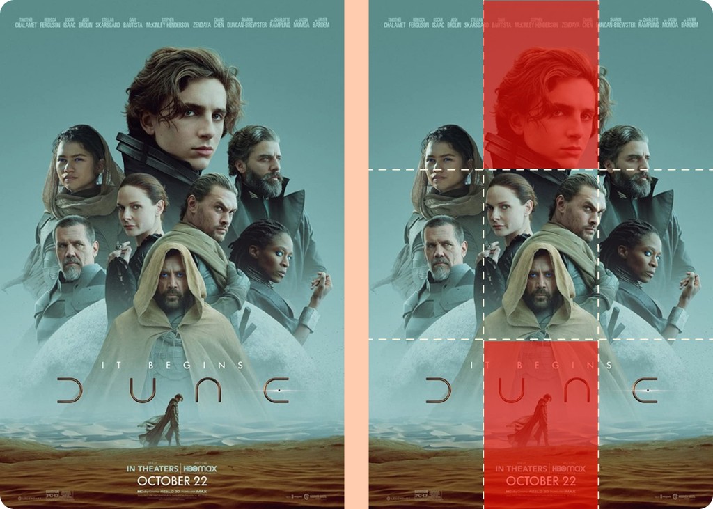 How is the rule of thirds used in design?