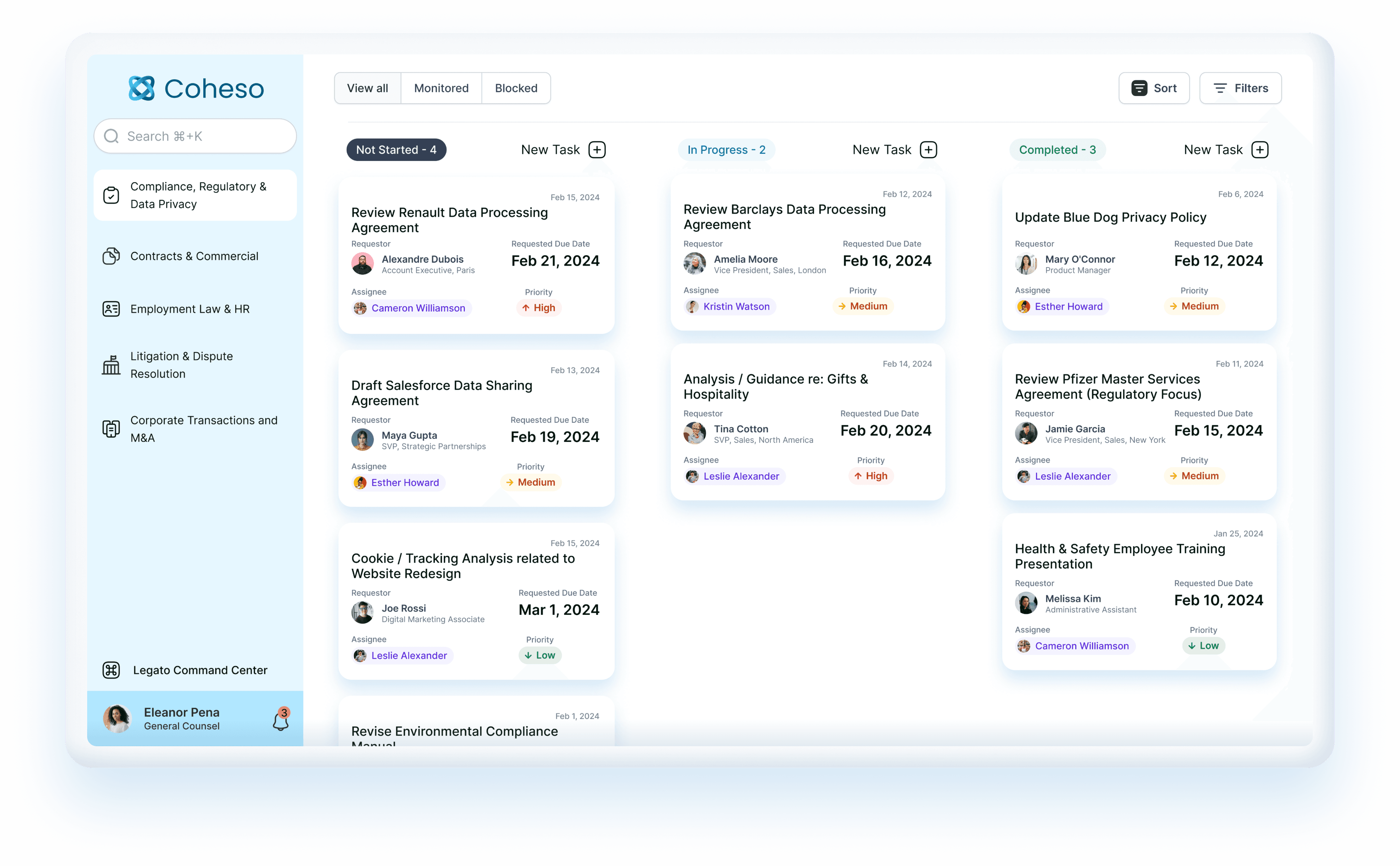 Coheso: GenAI Legal Front Door | Legal Intake | Work Management | Internal Matter Management