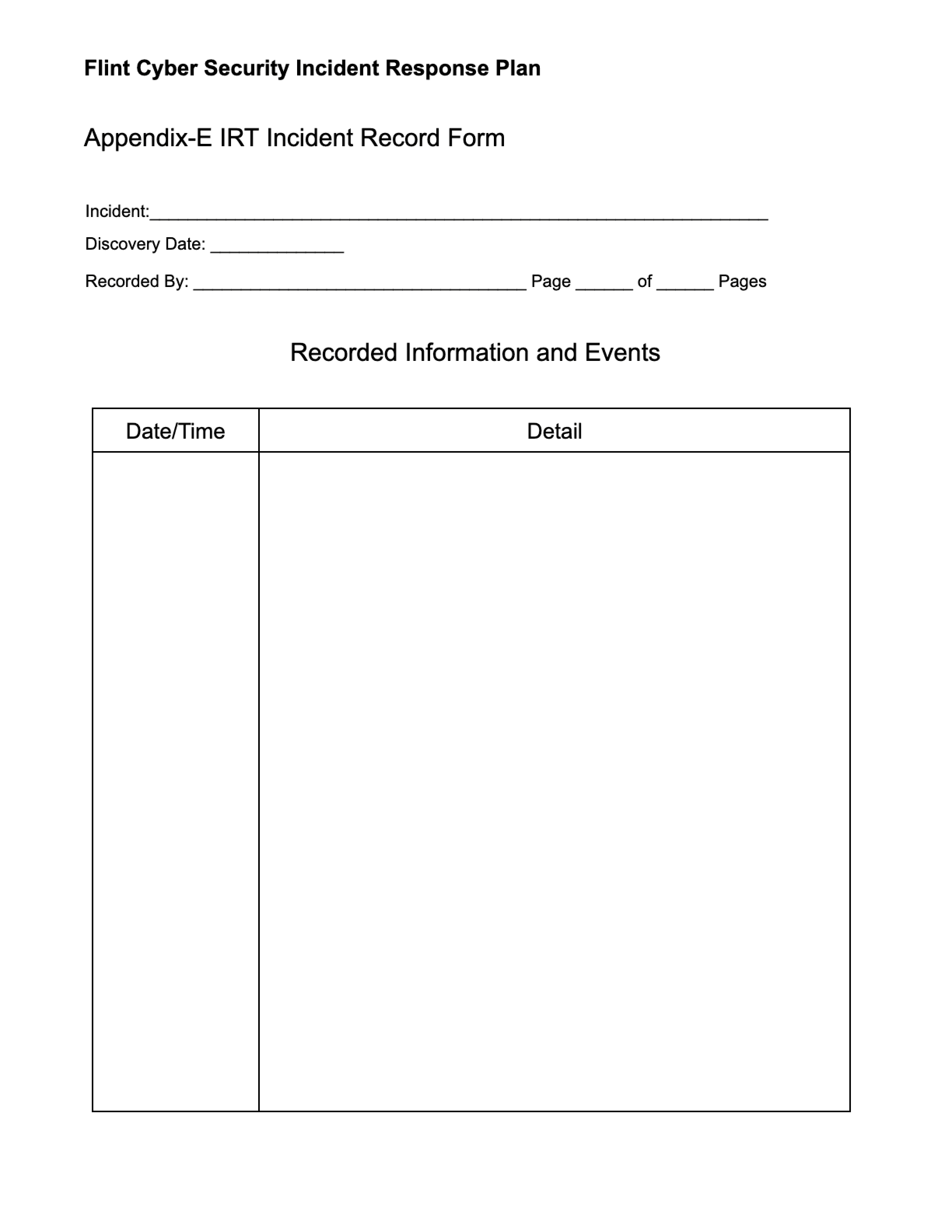 Flint Security Incident Response Plan