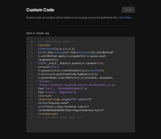 Adding Meta Pixel to your site — Framer Help