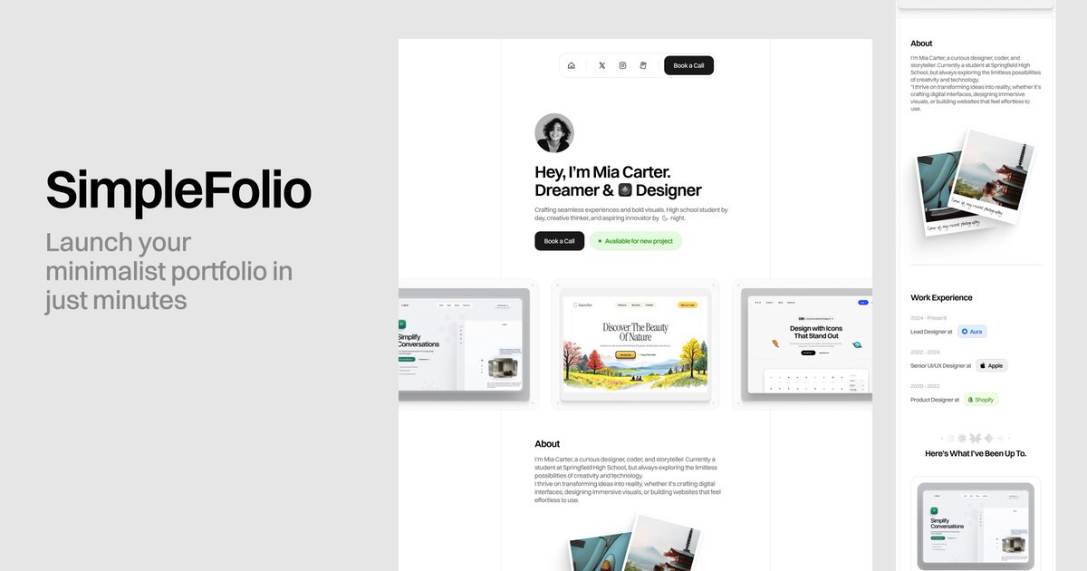 SimpleFolio Figma & Framer Template | Sprrrint