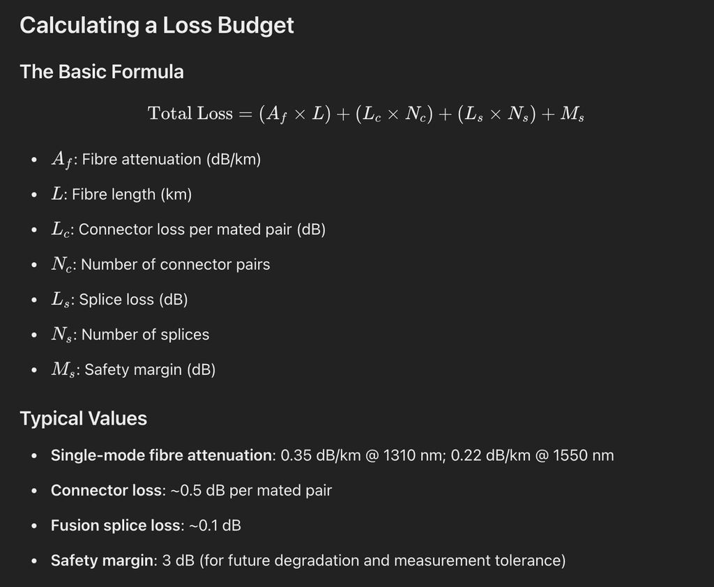 Fiber Optic Loss Budgets Calculator | Fiber Optic Systems Inc.
