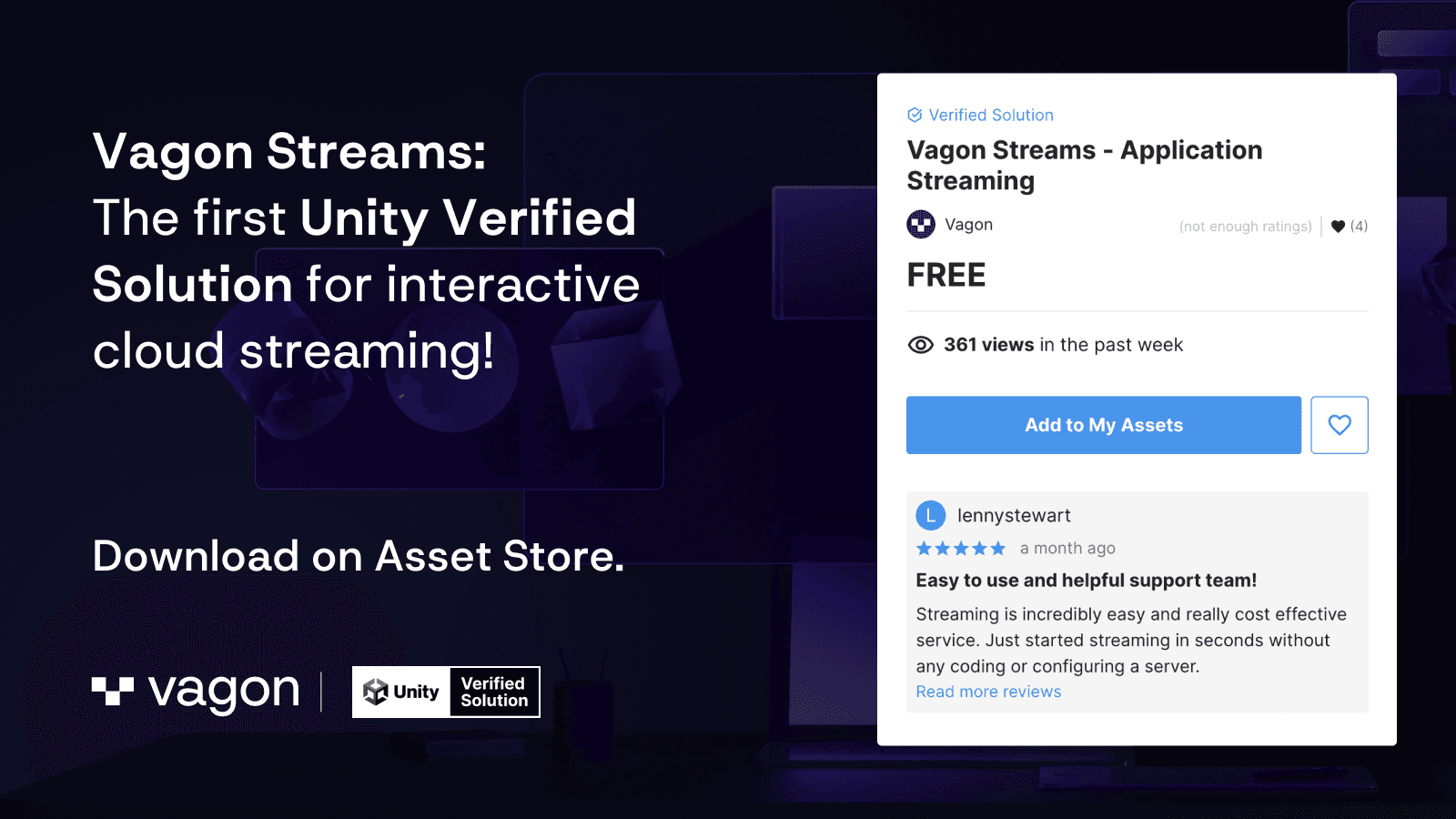 Vagon Streams Becomes a Unity Verified Solution - Vagon