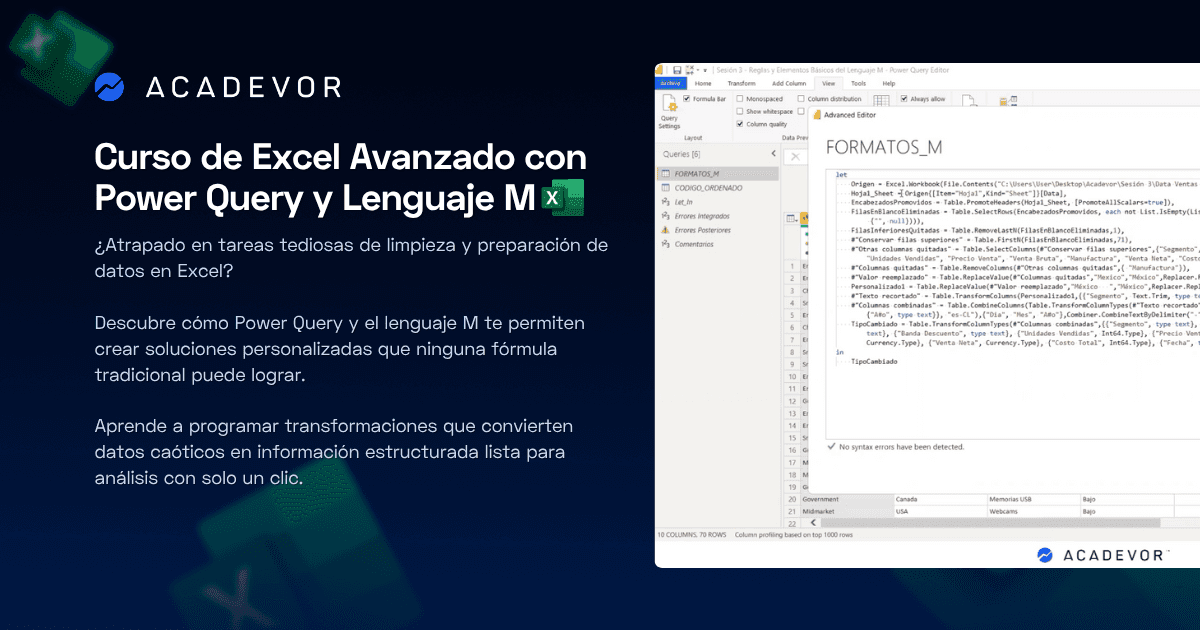 Curso de Excel Avanzado con Power Query y Lenguaje M - 📈 Acadevor