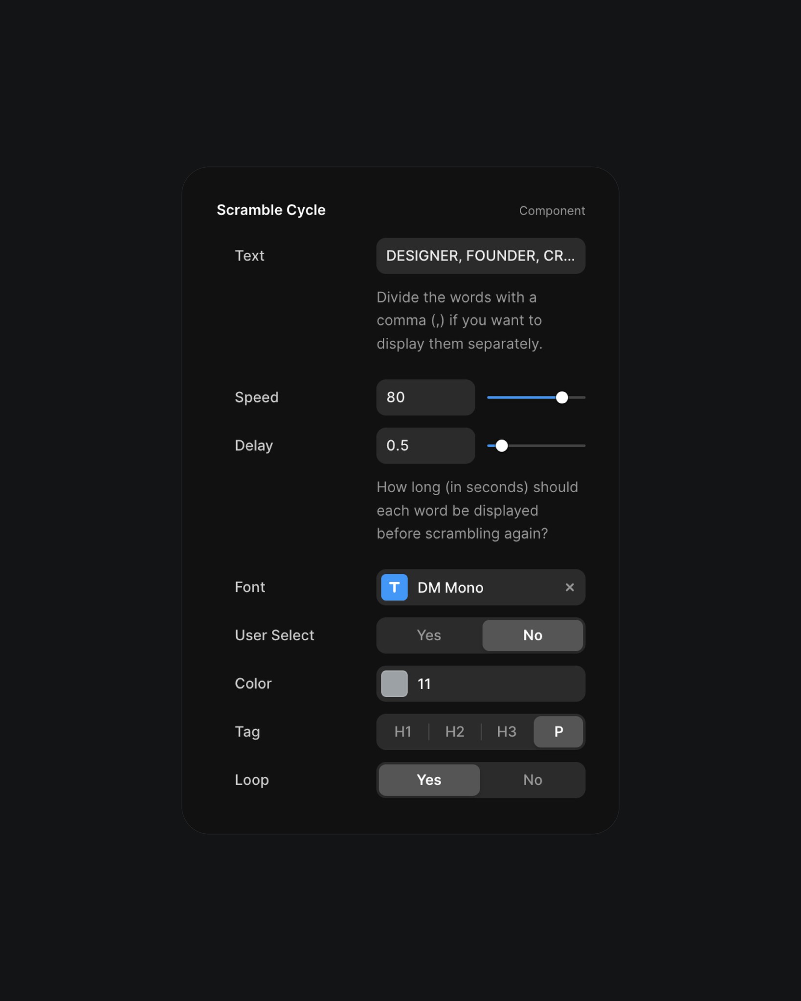 Scramble Cycle Component for Framer — Framer Resource
