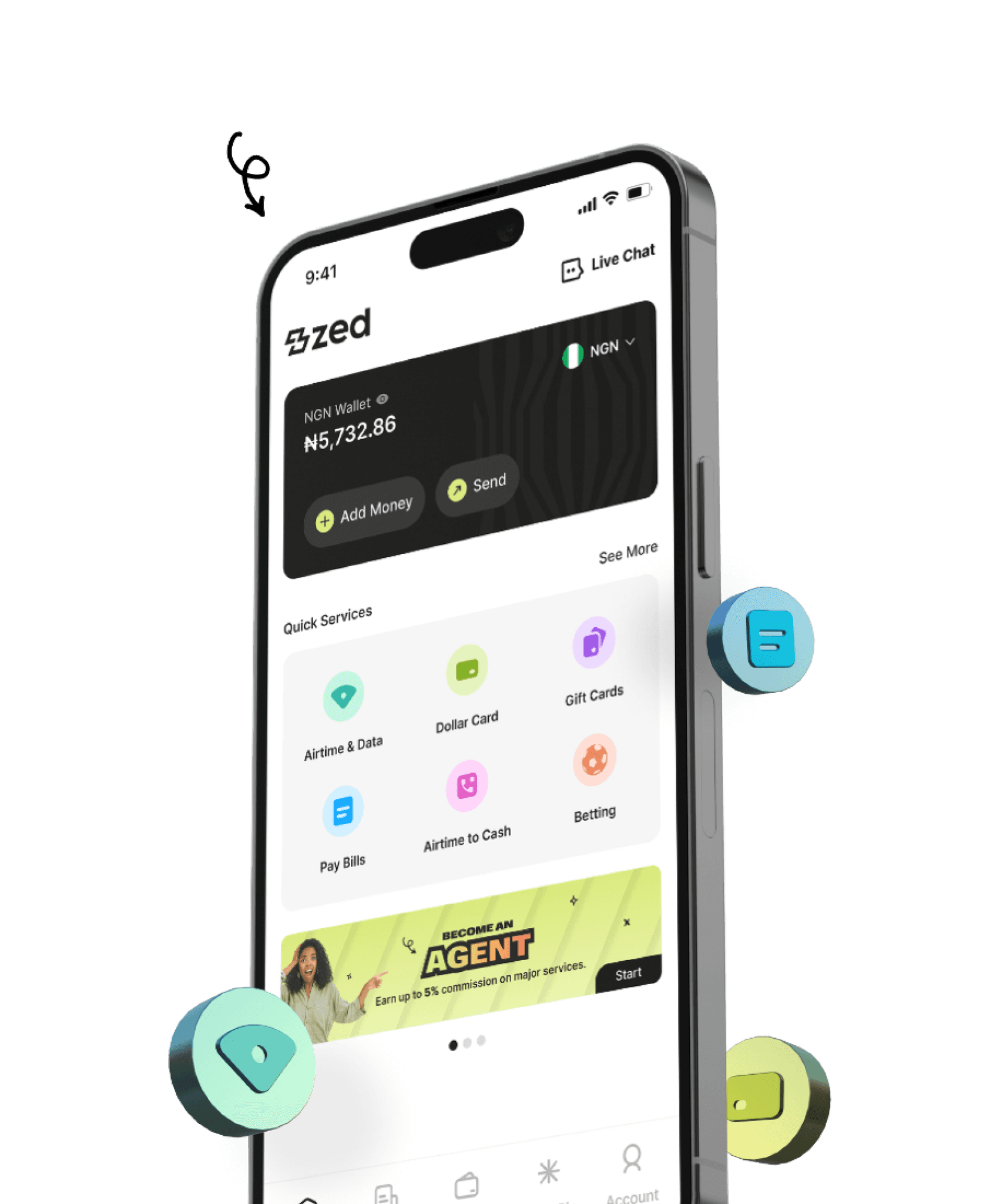 Zed - Virtual dollar card and airtime to cash app