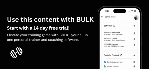Free personal training pricing template - BULK Content