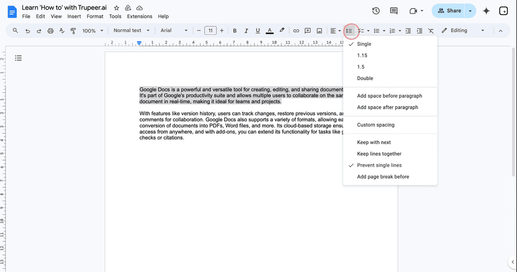 How to Double Space in Google Docs - 1 minute video guide