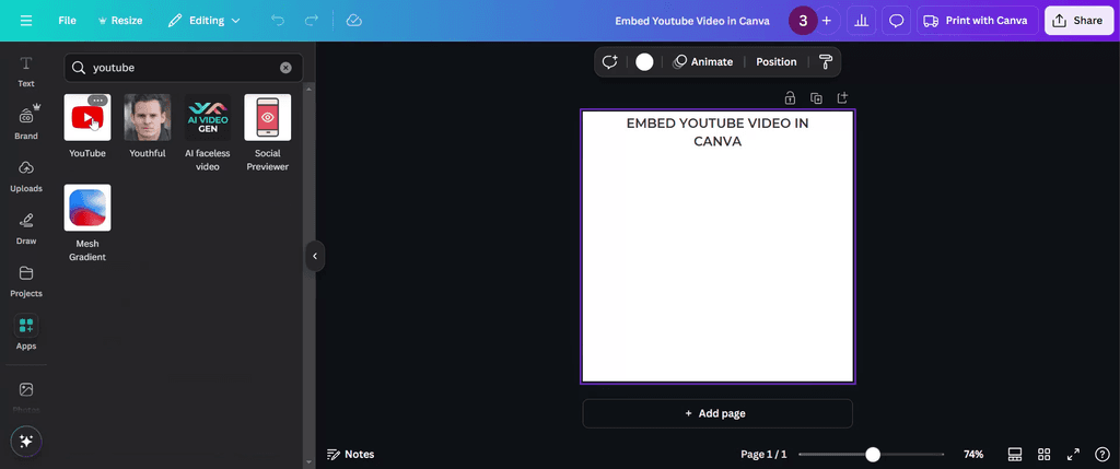 How to Embed a YouTube Video in Canva – Simple Guide - 1 minute video guide